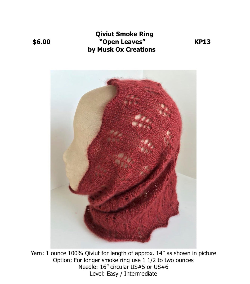 Knitting Pattern Open Leaves Smoke Ring – Musk Ox Farm Shop